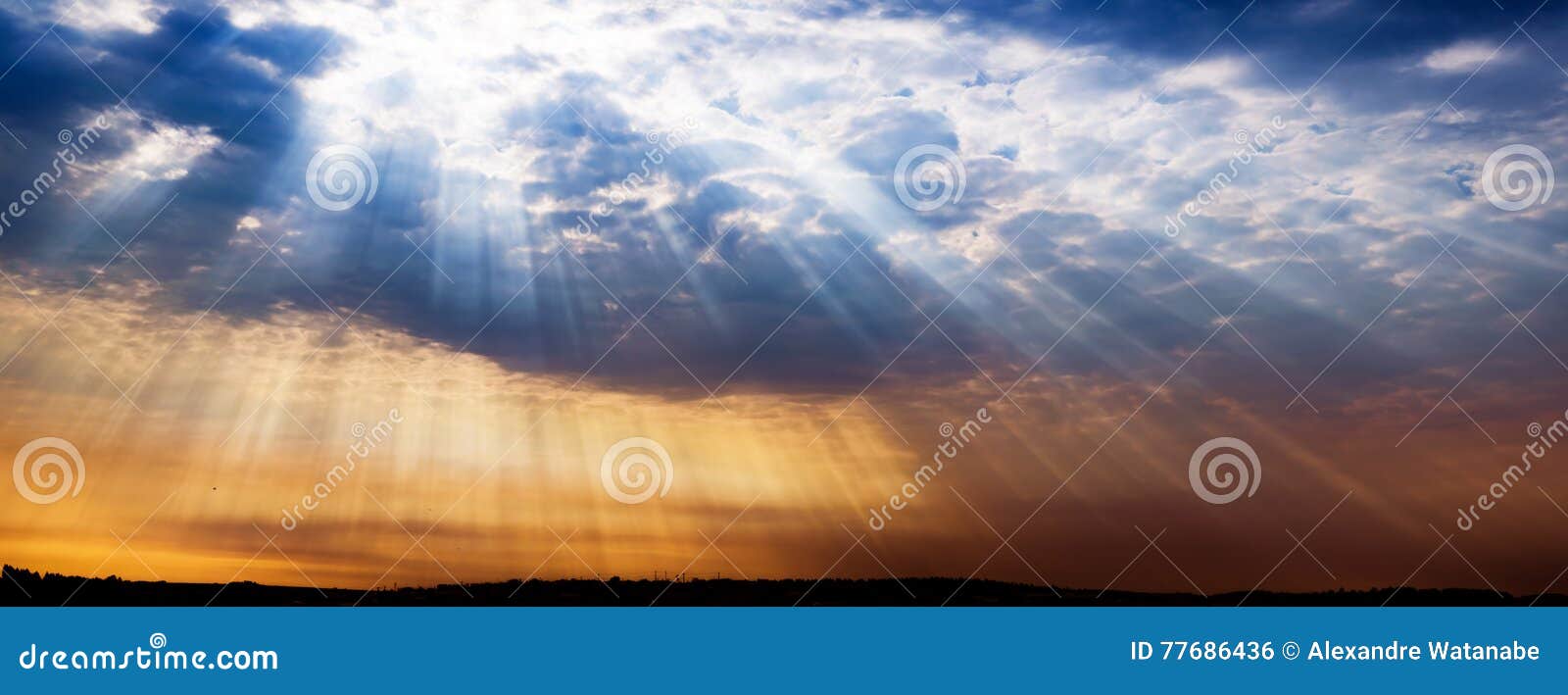Rays of Light Shining into City, Dramatic Sunset Stock Photo - Image of ...