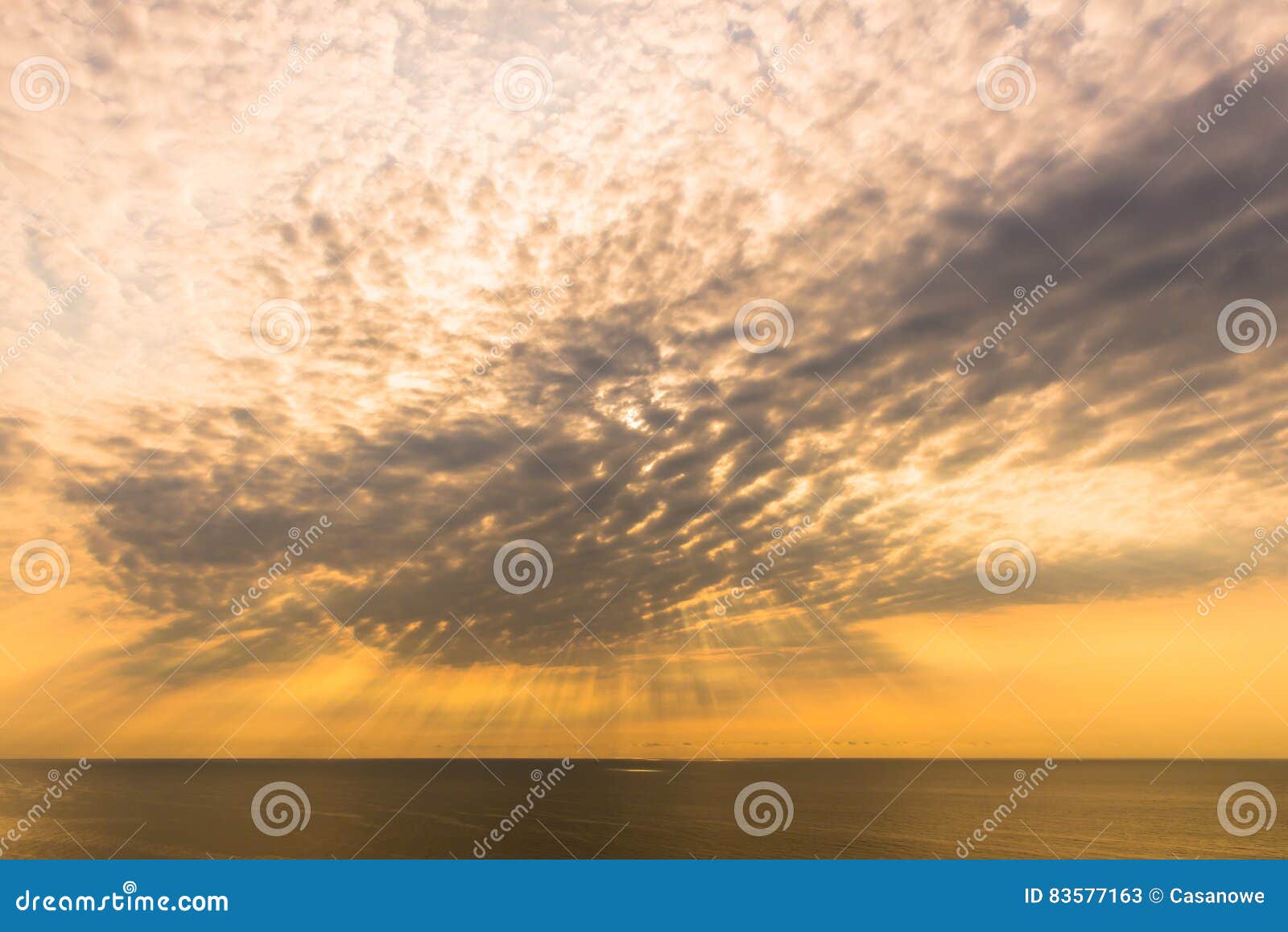 Rays of Light Shining Down from the Sky Cloud with Sea Stock Image ...