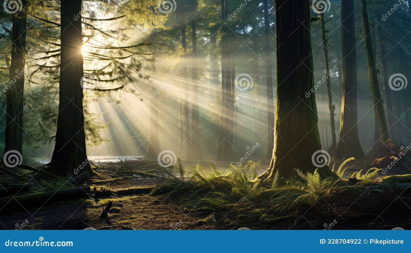 Rays Light through the Trees Stock Illustration - Illustration of ...