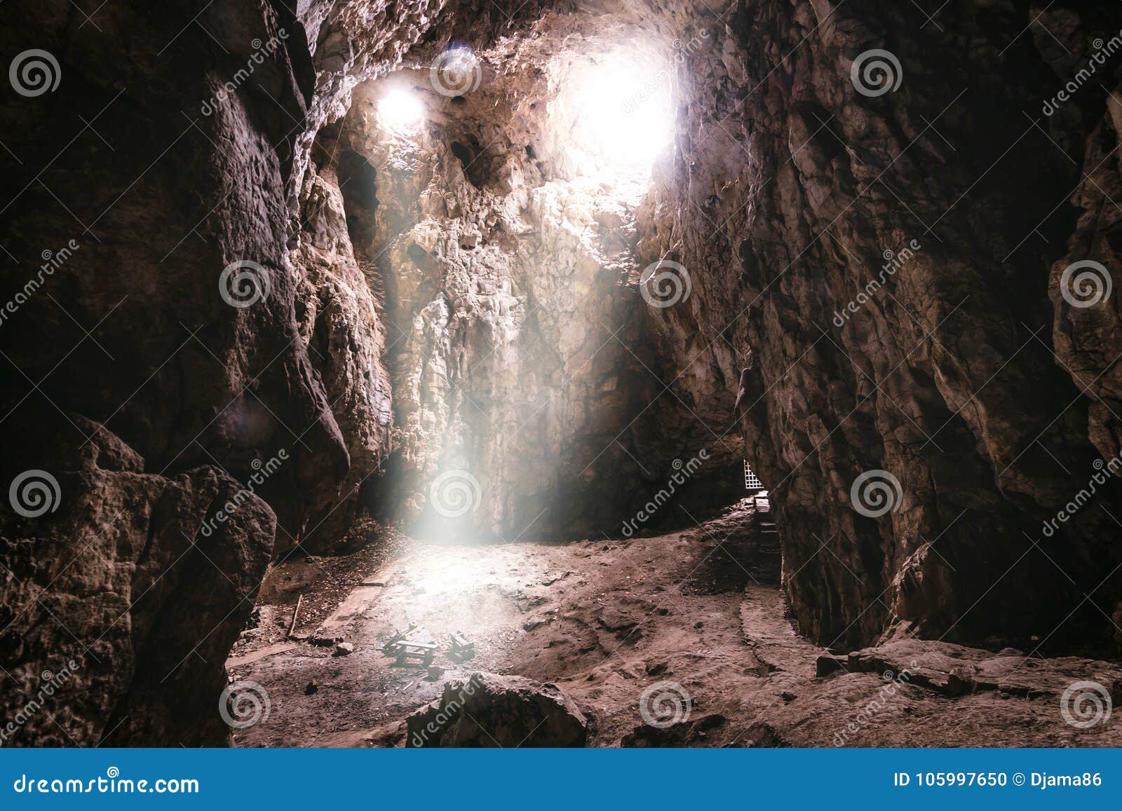 Rays of Lights in the Middle of Cave Stock Photo - Image of inside ...