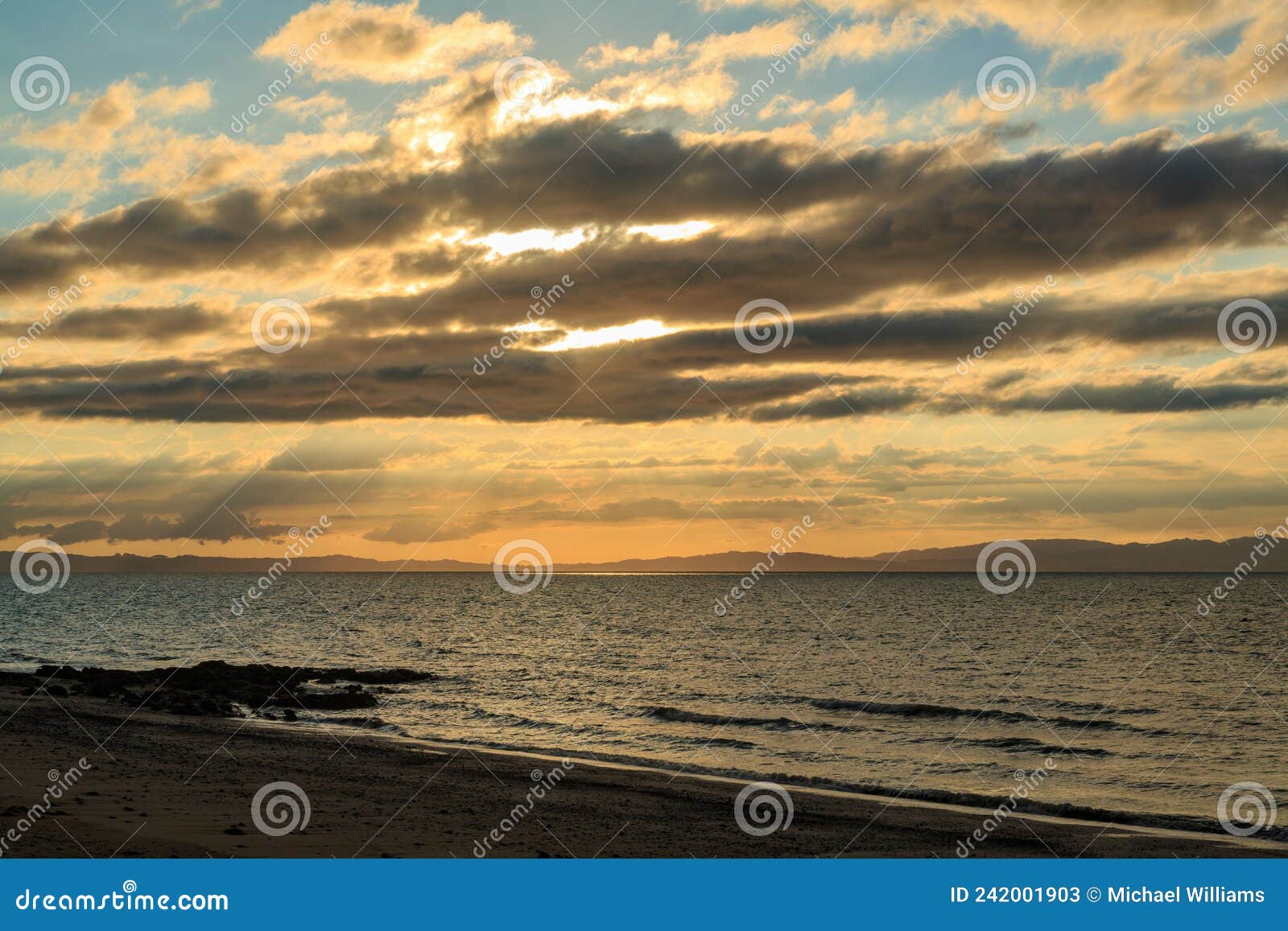 Sunset Over the Firth of Thames, New Zealand Stock Image - Image of ...