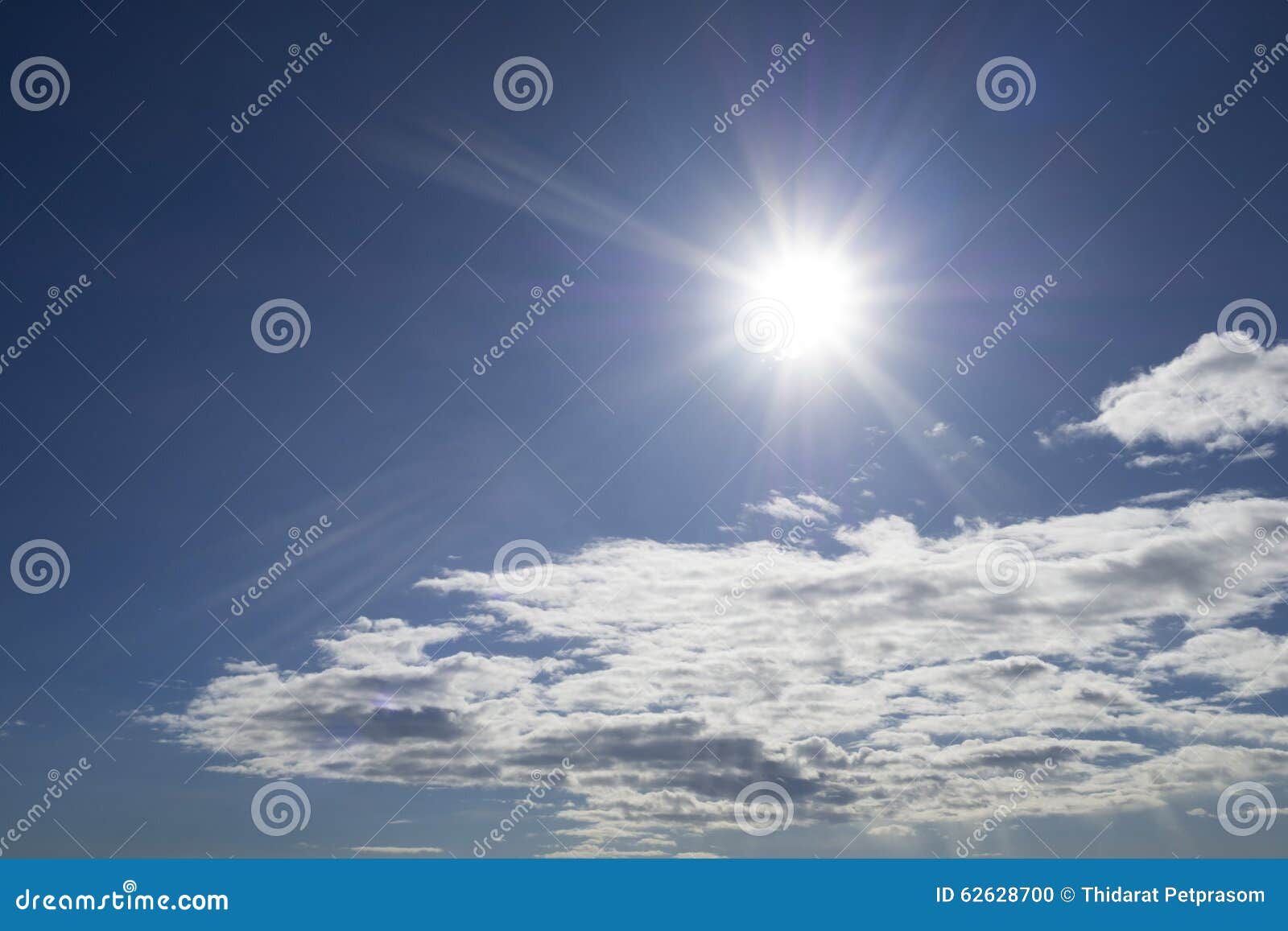 Rays of the Sun in the Blue Sky and White Clouds Stock Photo - Image of ...