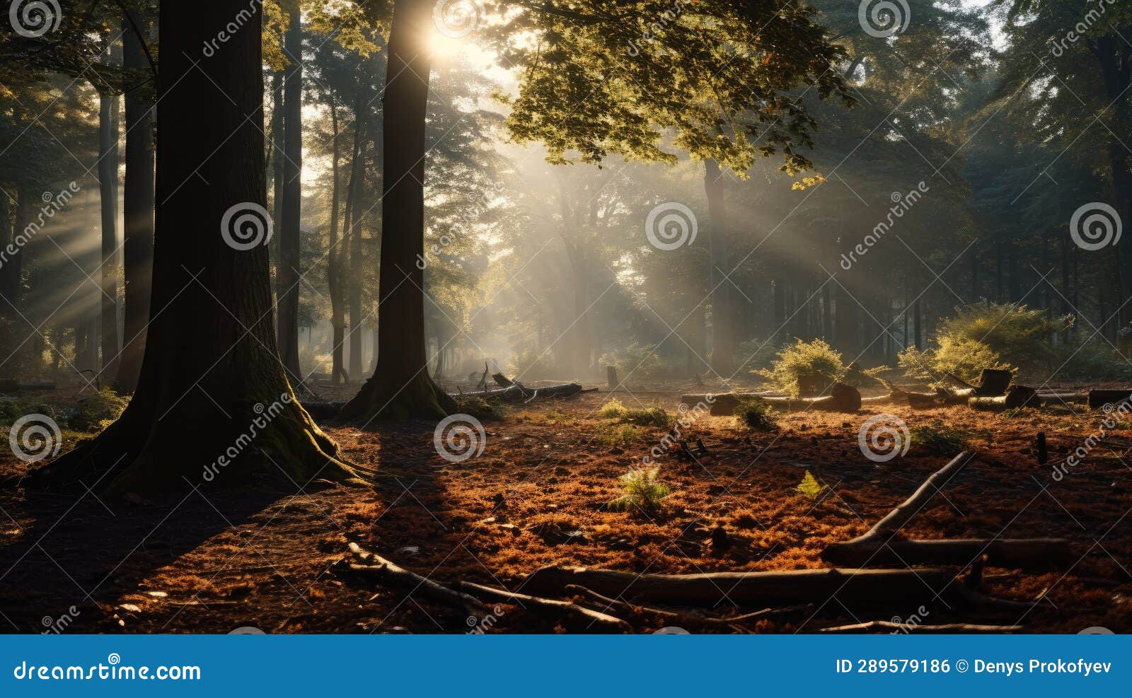Rays of sun in forest stock photo. Image of sunbeam - 289579186