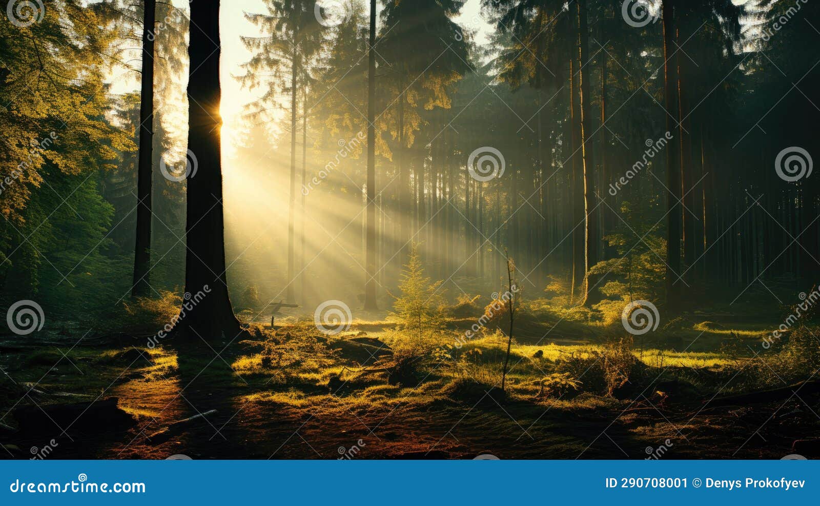 Rays of sun in forest stock image. Image of environment - 290708001