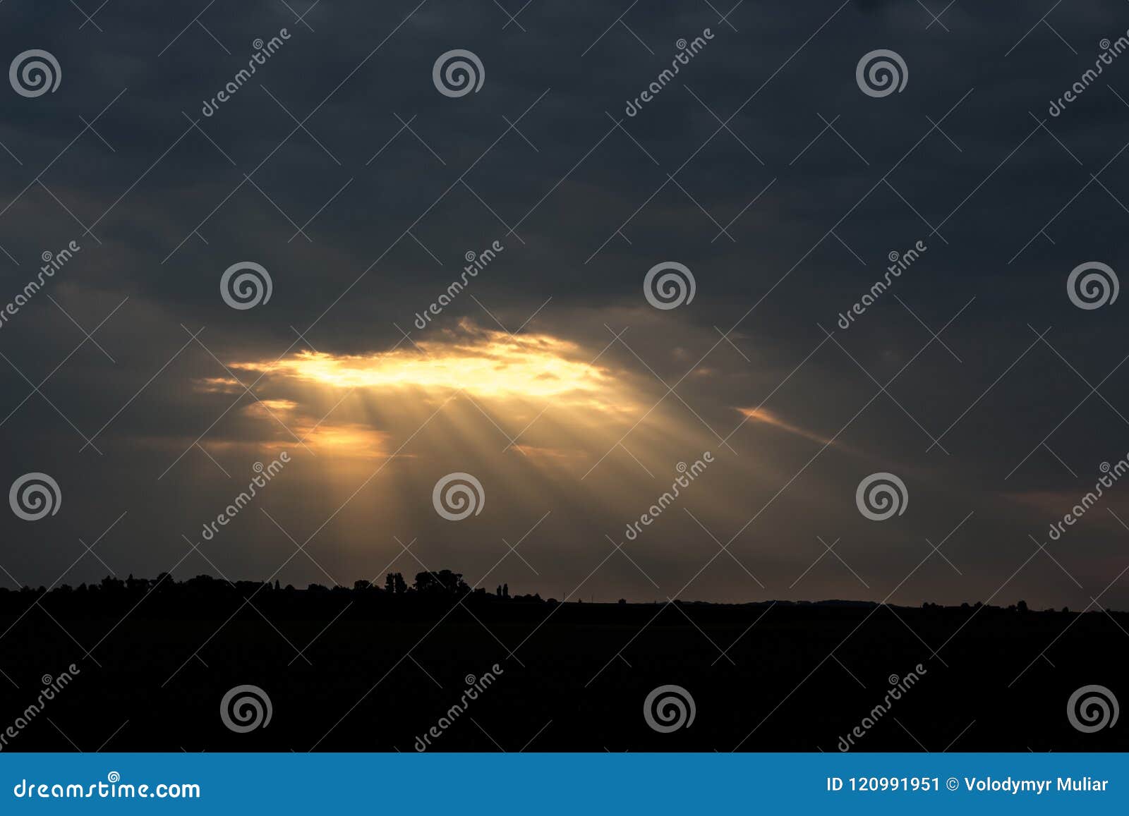 The Rays of the Sun Break through Dark Clouds. Illustration of T Stock ...