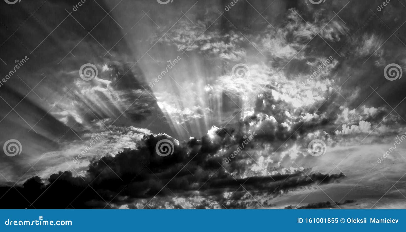 Rays of the Sun Breaking through the Clouds in Straight Lines, Against ...