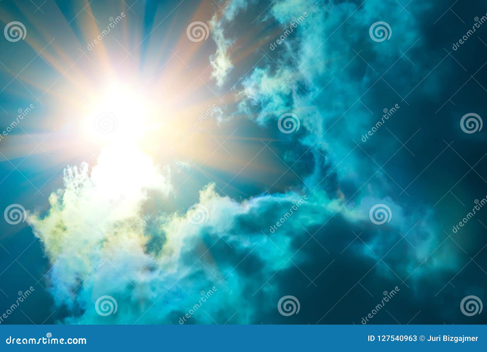Rays of Sun Shining in Blue Sky. Stock Image - Image of beautiful, dark ...