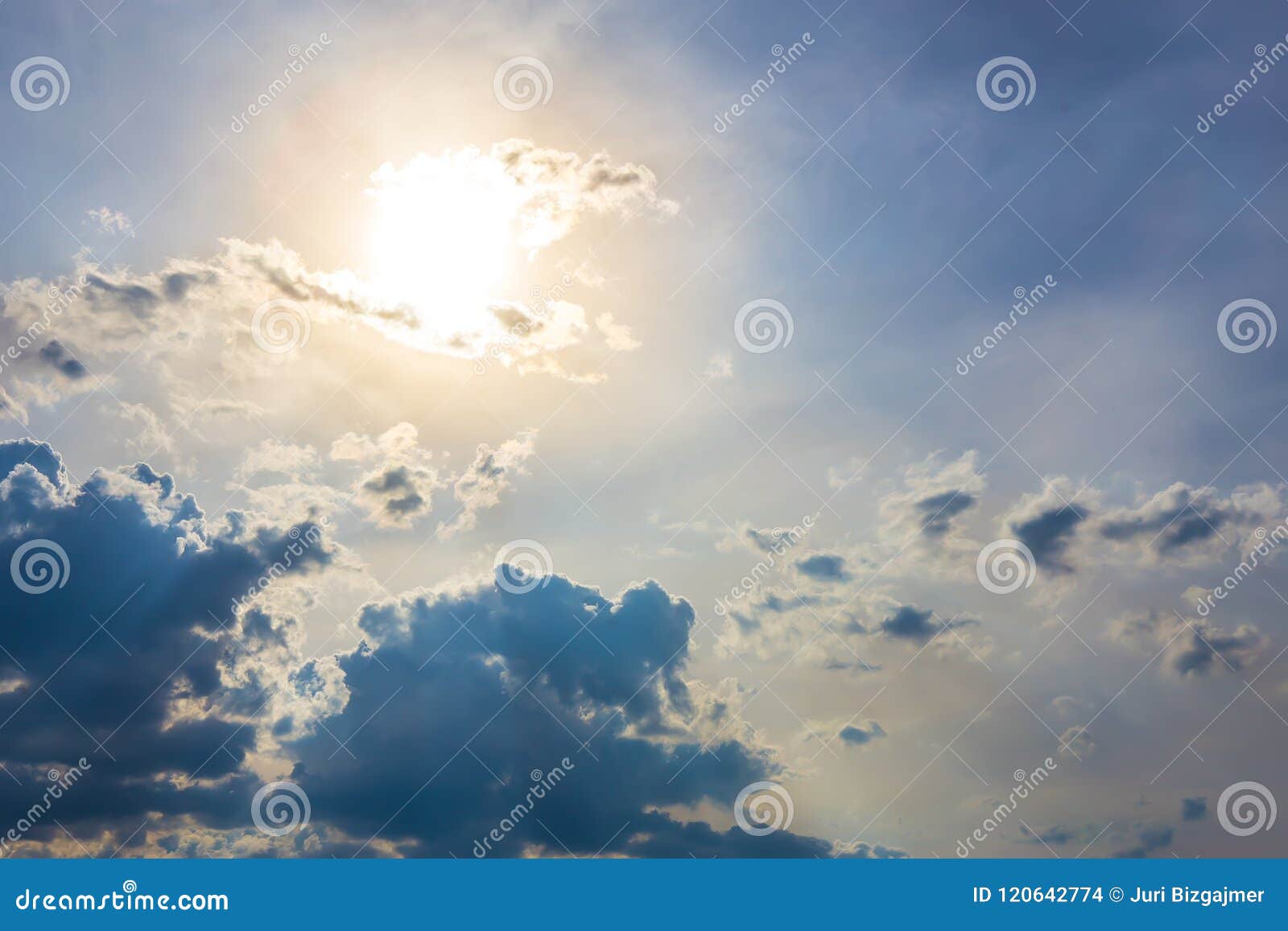 Rays of Sun Shining in Blue Sky. Stock Photo - Image of season, shine ...