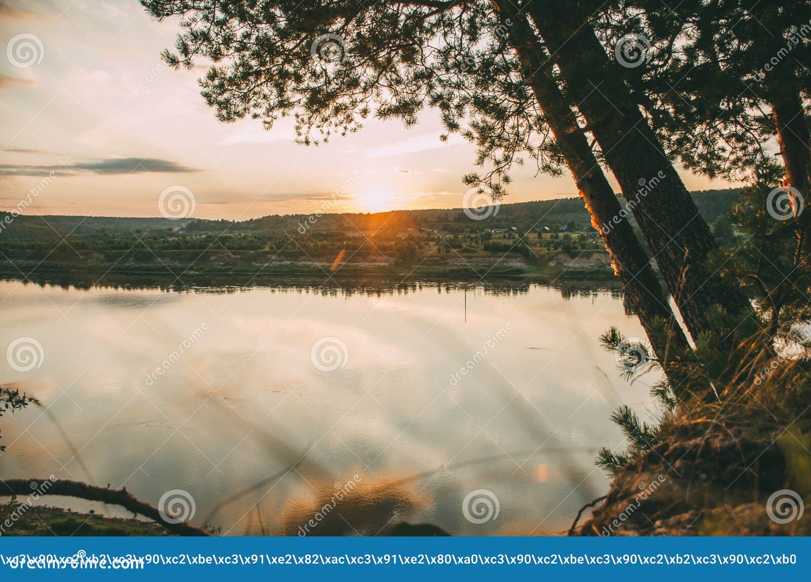 The Rays of the Sun and the Wide River Stock Image - Image of high ...