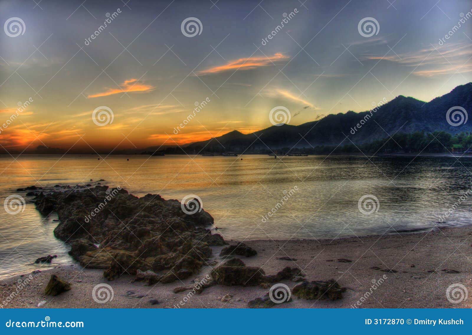 Rays of sunrise stock photo. Image of beach, hill, indonesia - 3172870