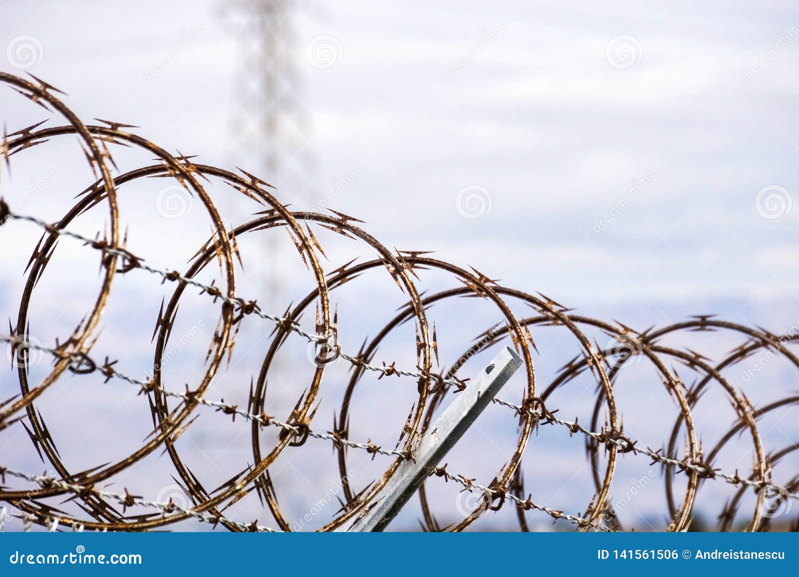 Razor Barbed Wire Security Fence, California Stock Photo - Image of ...