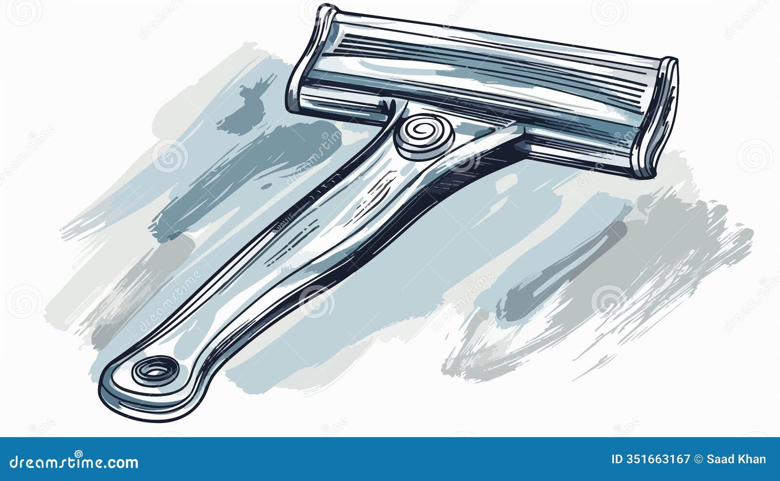 Professional Beard Shaving Razor Contour Illustration for Grooming ...