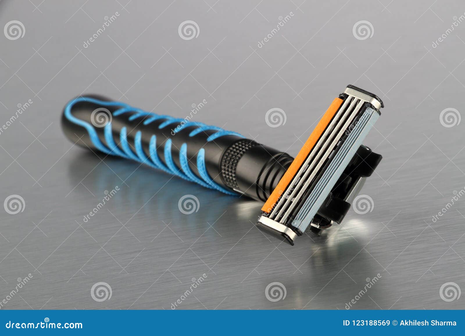 Razor Blade Closeup on Brushed Steel Background Stock Image - Image of ...