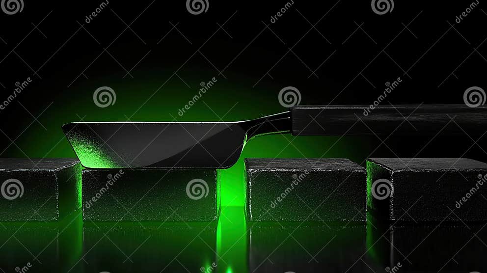 Razor Blade, Green Light, Black Blocks, Studio, Sharp Stock Image ...