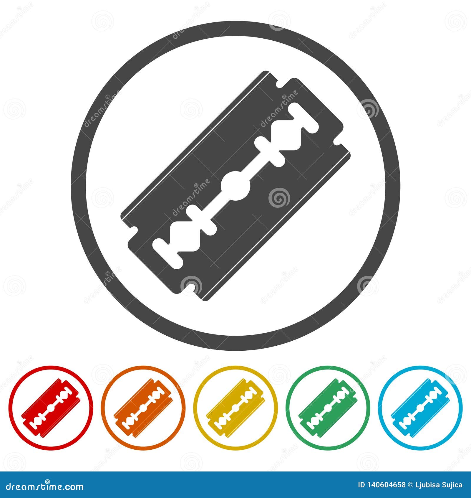 Razor blade icons set stock vector. Illustration of shaver - 140604658