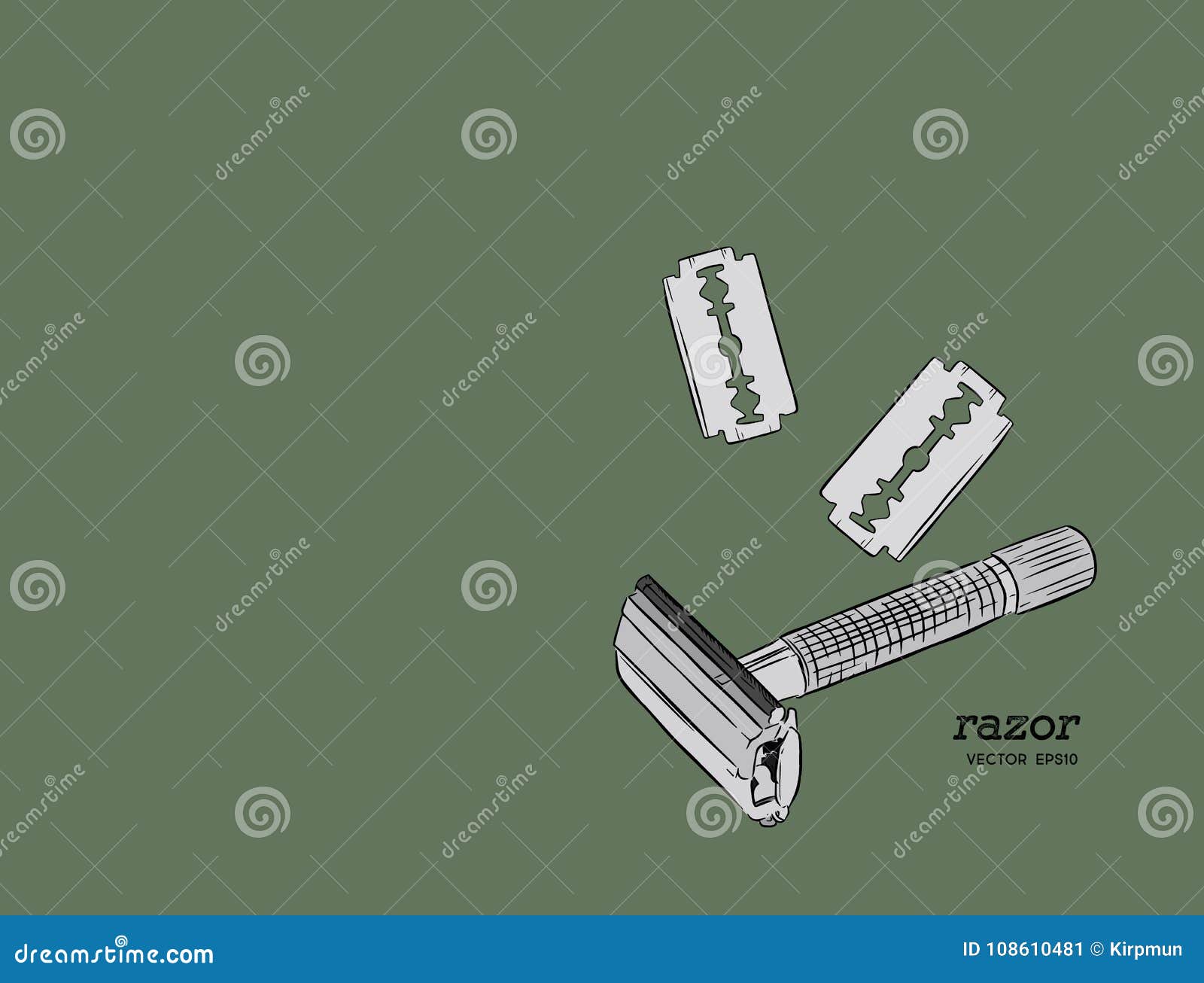 Razor and Razor Blade Illustration Vector. Stock Vector - Illustration ...