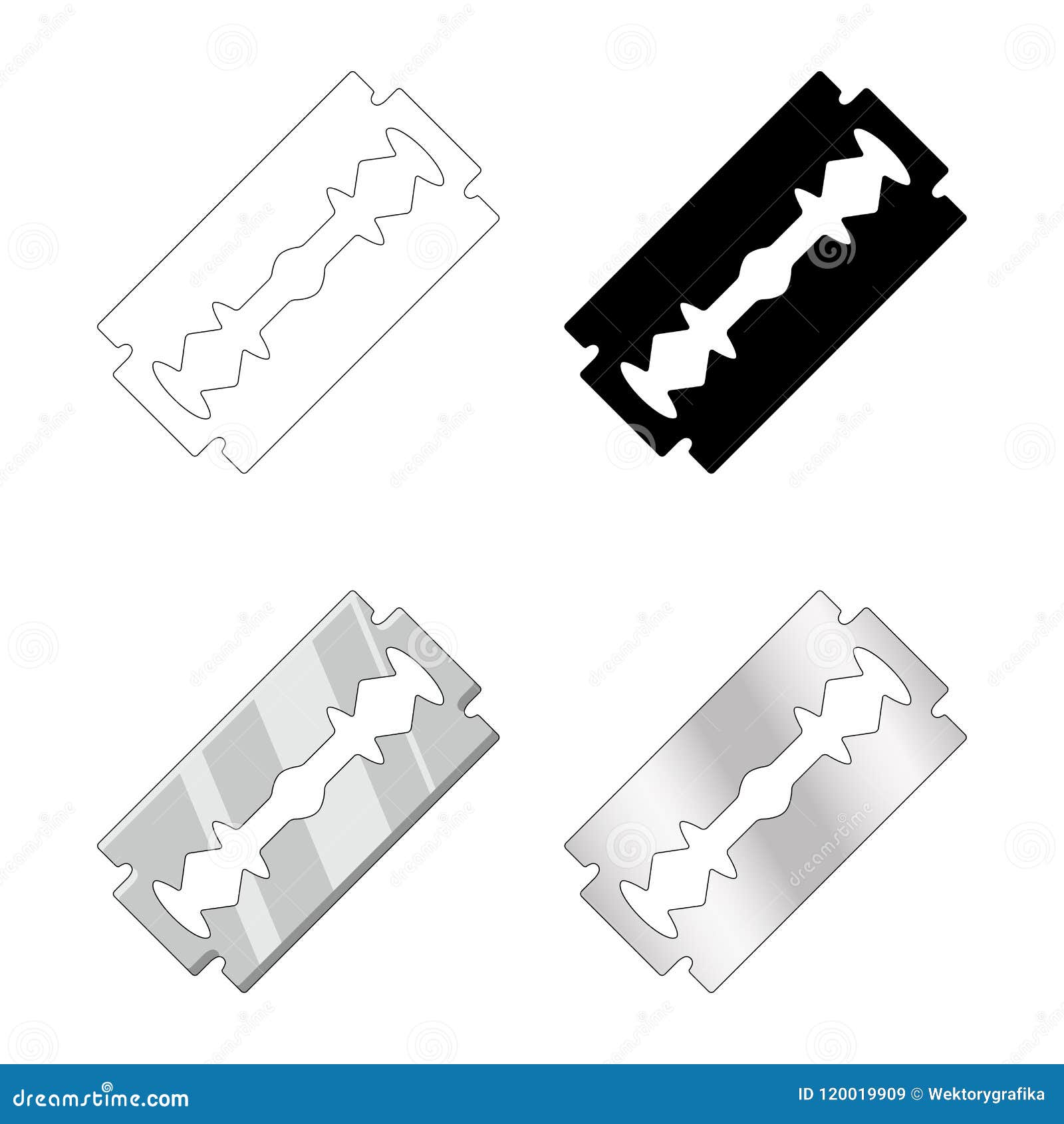 Razor Blade Set Design Isolated On White Background Cartoon Vector ...