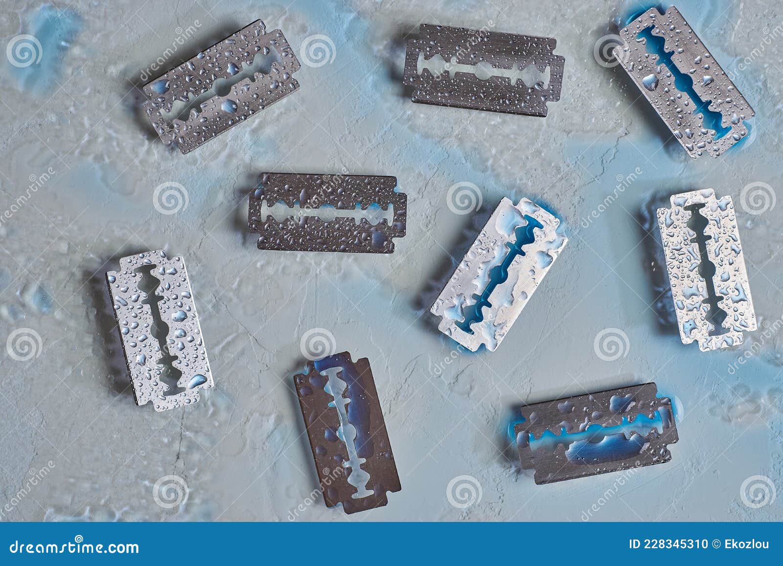 Razor blades on the table stock photo. Image of beard - 228345310