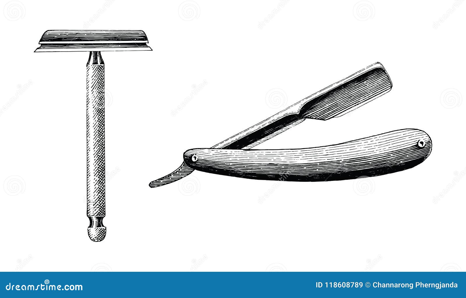 Razor Hand Drawing Vintage Style Stock Vector - Illustration of vector ...