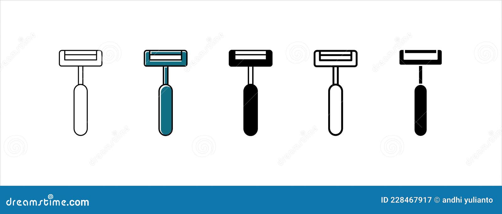 Razor Icon Vector Set. Shave Tool Barbershop Kit Illustration Stock ...