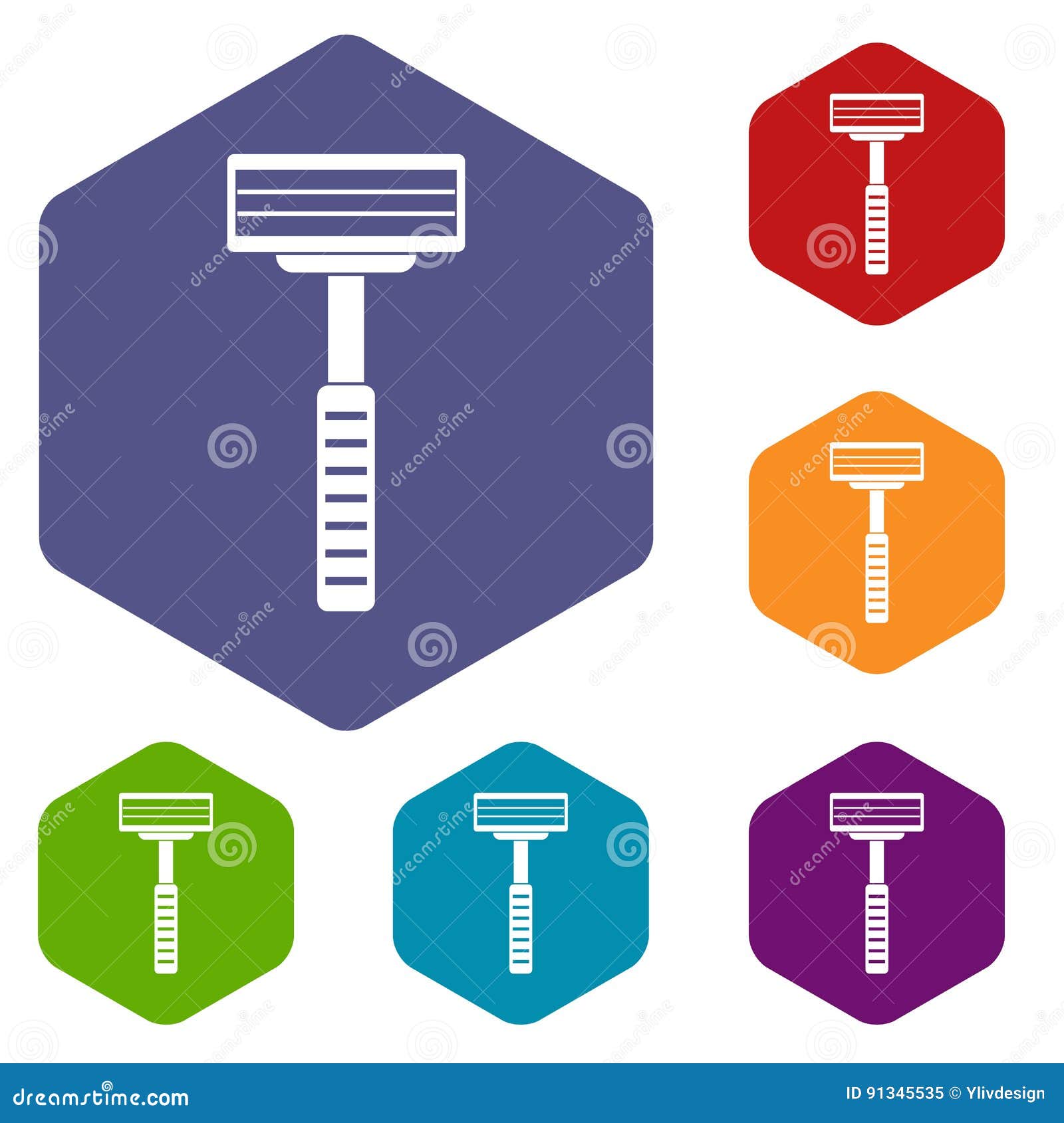 Razor icons set hexagon stock vector. Illustration of hexagon - 91345535