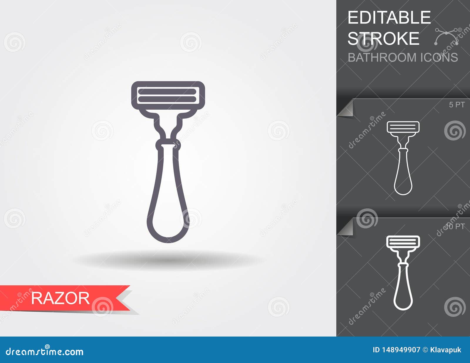 Razor. Line Icon with Editable Stroke with Shadow Stock Vector ...
