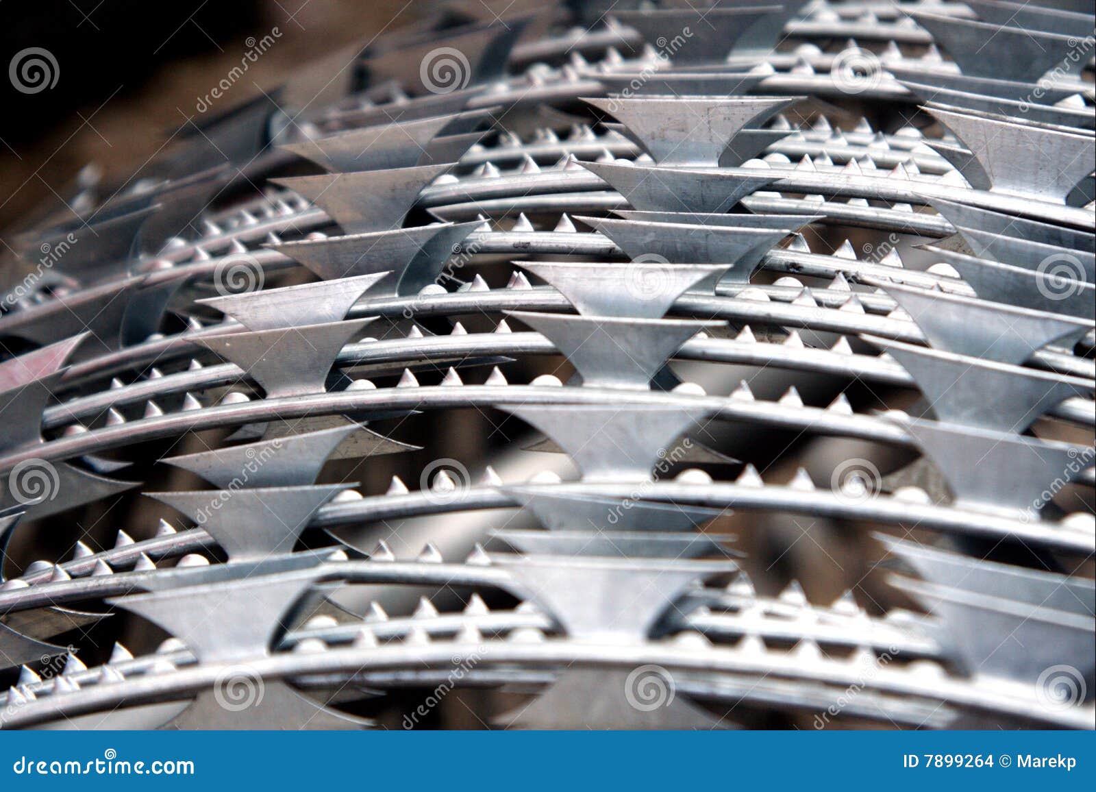 Razor Sharp Barbed Wire. Coils Stock Photo - Image of attention ...