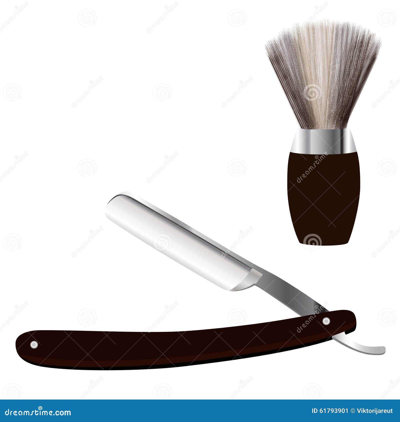 Razor and shave brush stock illustration. Illustration of barbershop ...