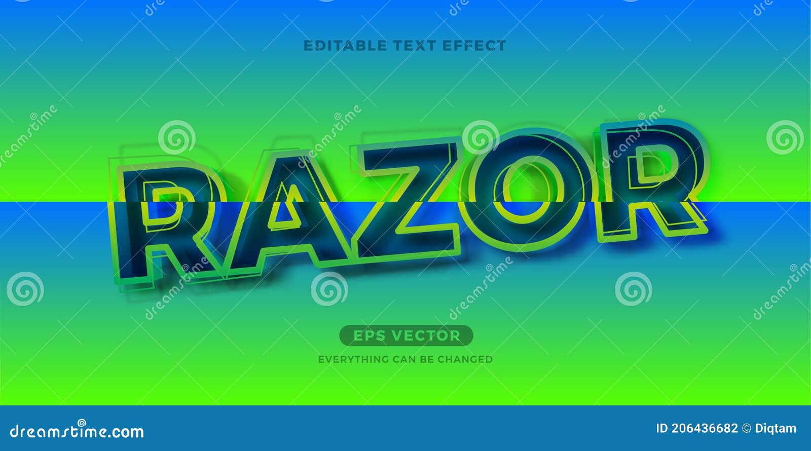 Razor Sliced Editable Text Effect Vector Stock Vector - Illustration of ...