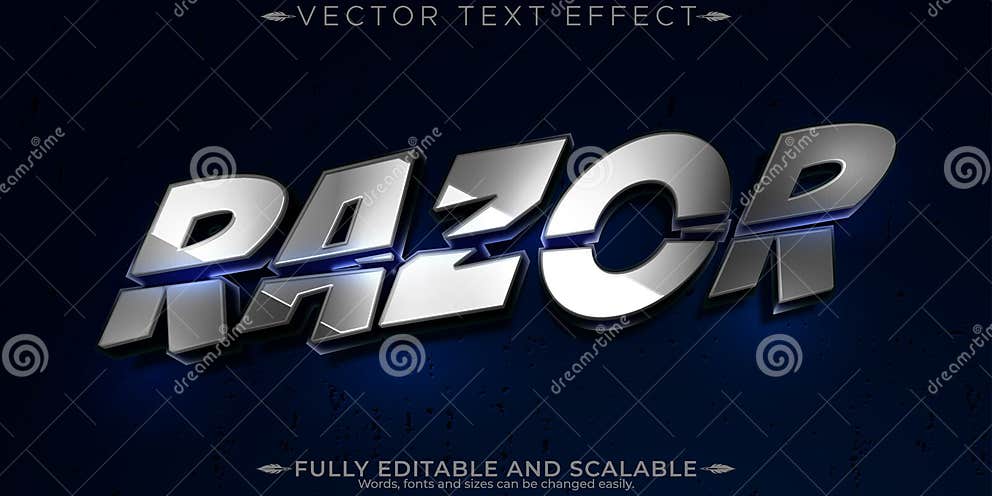 Razor Text Effect, Editable Metallic and Shiny Text Style Stock Vector ...
