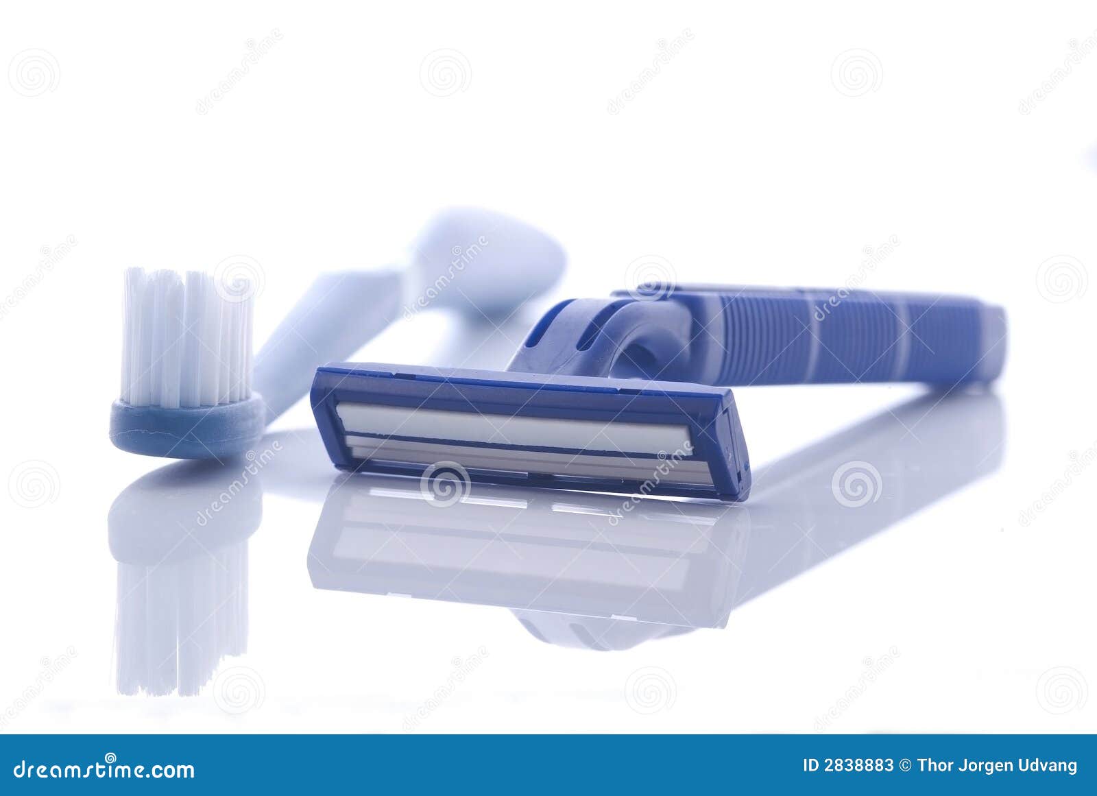 Razor and Toothbrush on White Stock Image - Image of brush, shave: 2838883