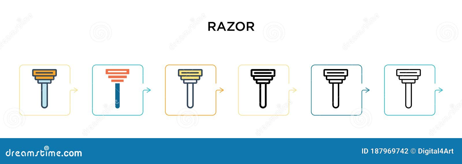 Razor Vector Icon in 6 Different Modern Styles. Black, Two Colored ...