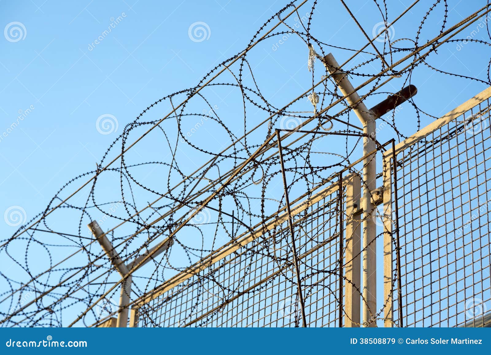 Razor Wire Barbed Wire Top of Security Fence Stock Image - Image of ...