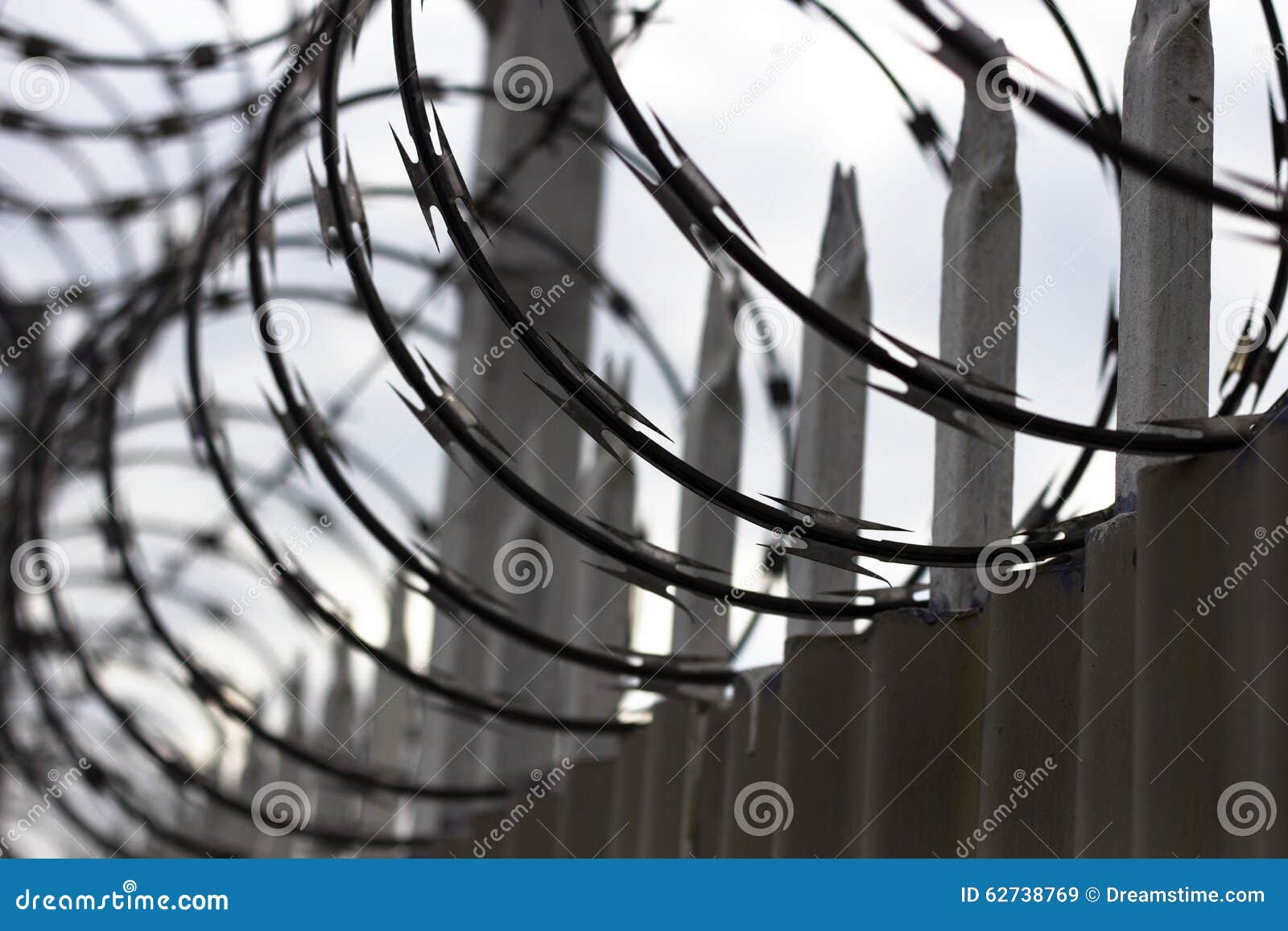 Razor Wire Fence stock image. Image of security, military - 62738769