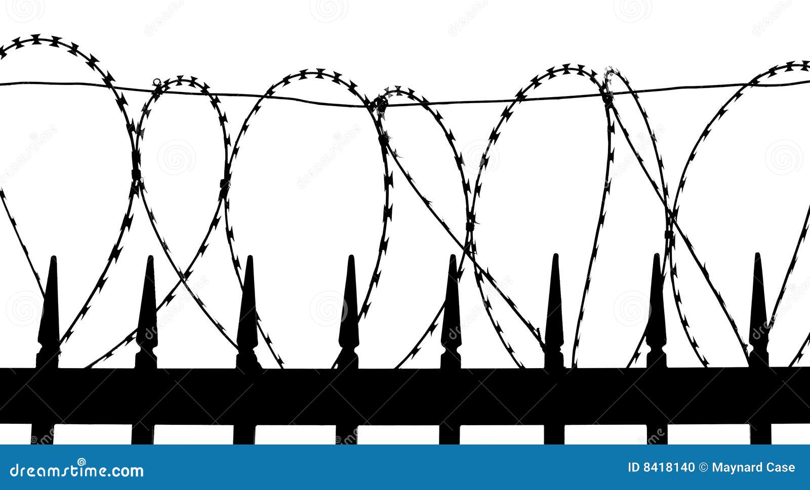 Razor wire on metal fence stock photo. Image of isolated - 8418140