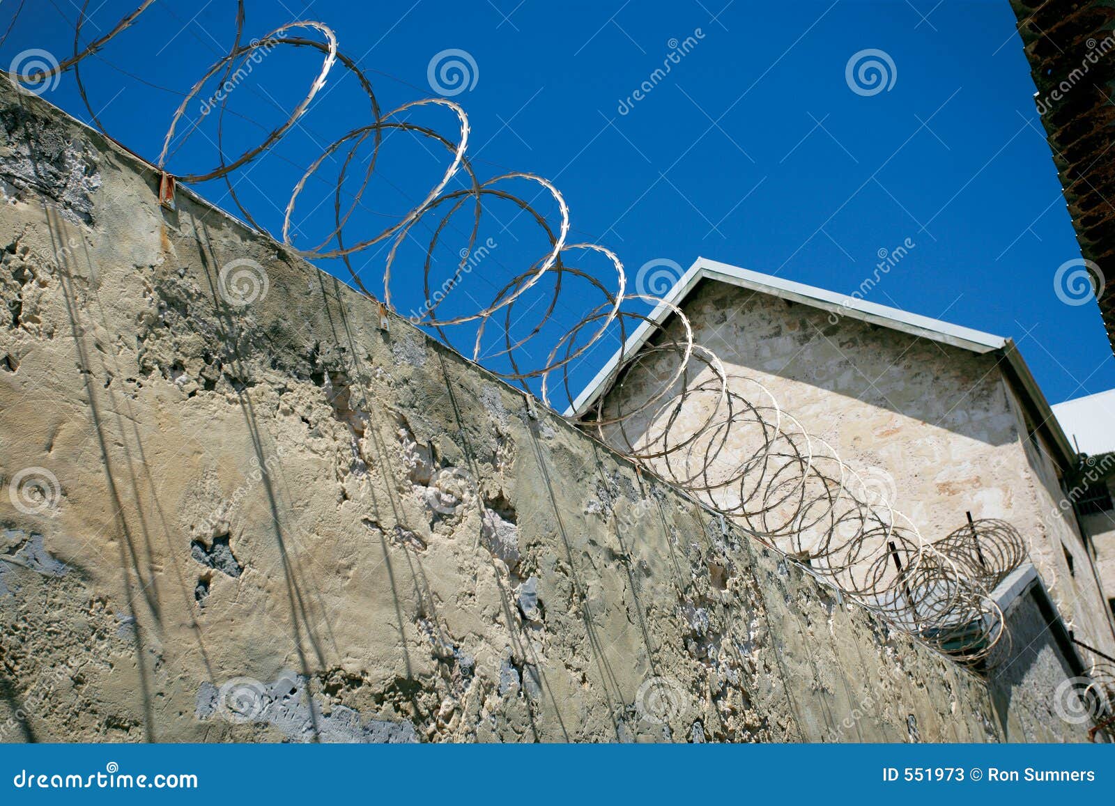 Razor wire prison wall stock image. Image of escape, guardhouse - 551973