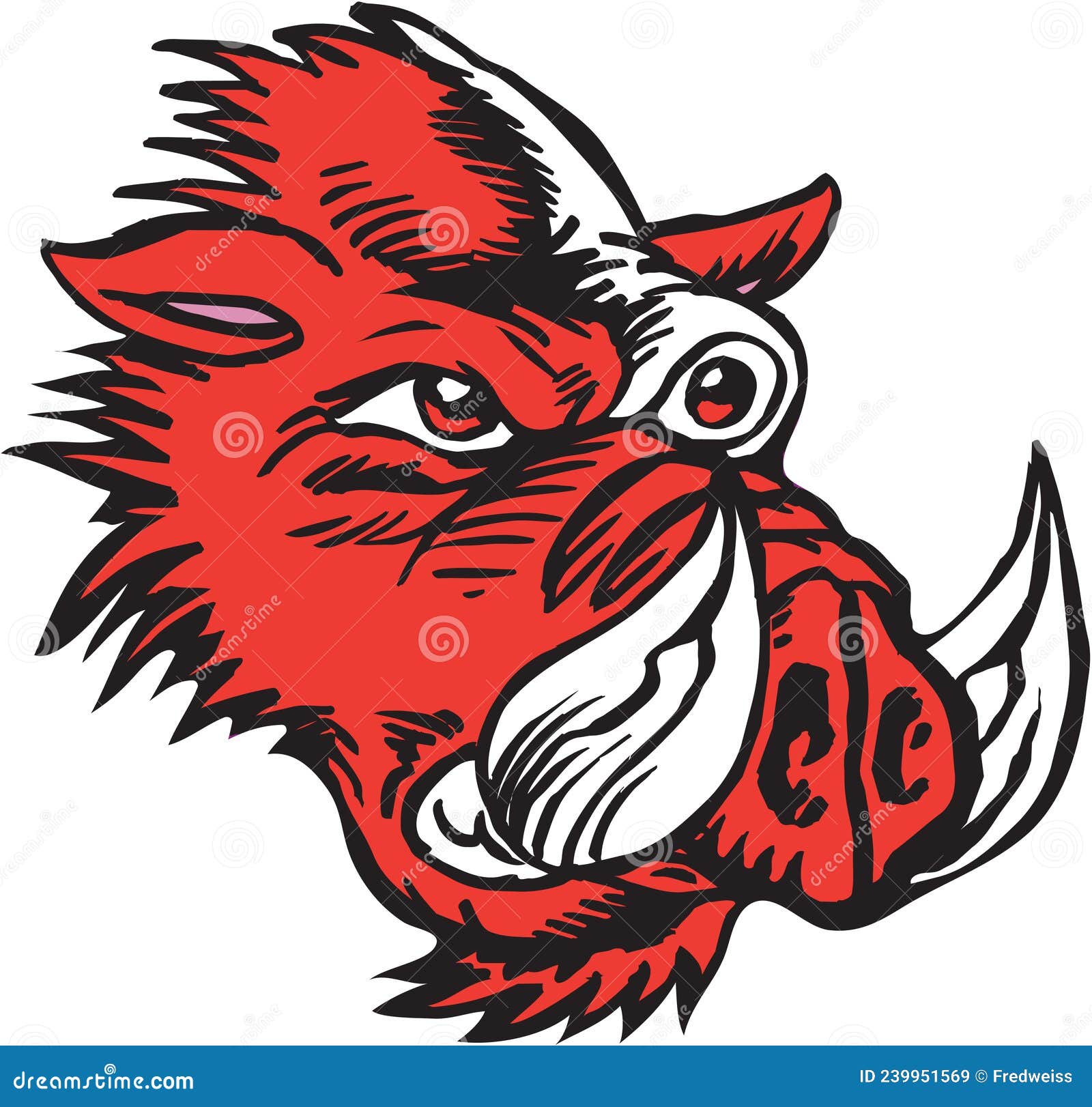 Razorback Head Vector Illustration Stock Vector - Illustration of tusks ...