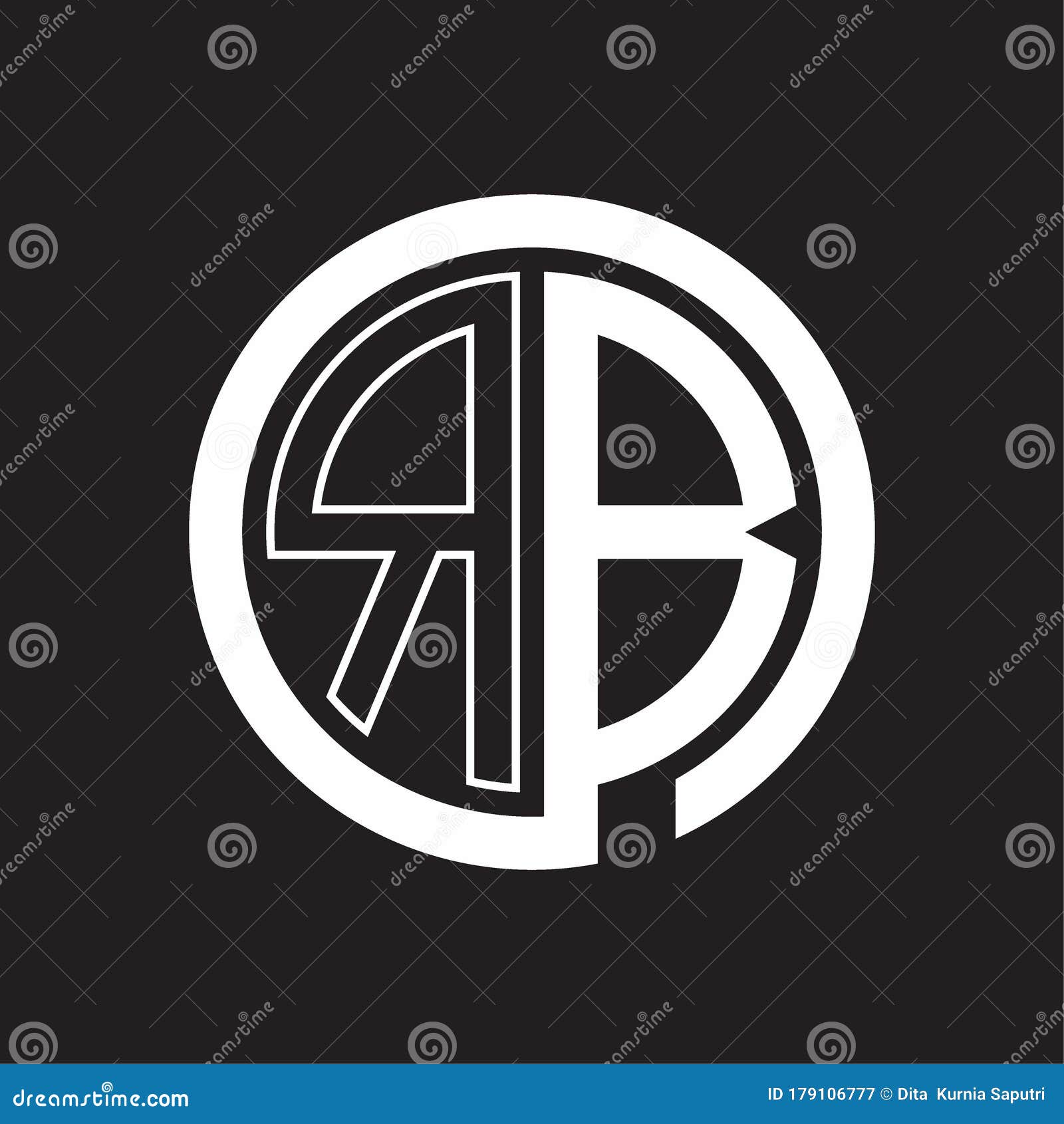 RB Logo with Circle Rounded Negative Space Design Template Stock Vector ...
