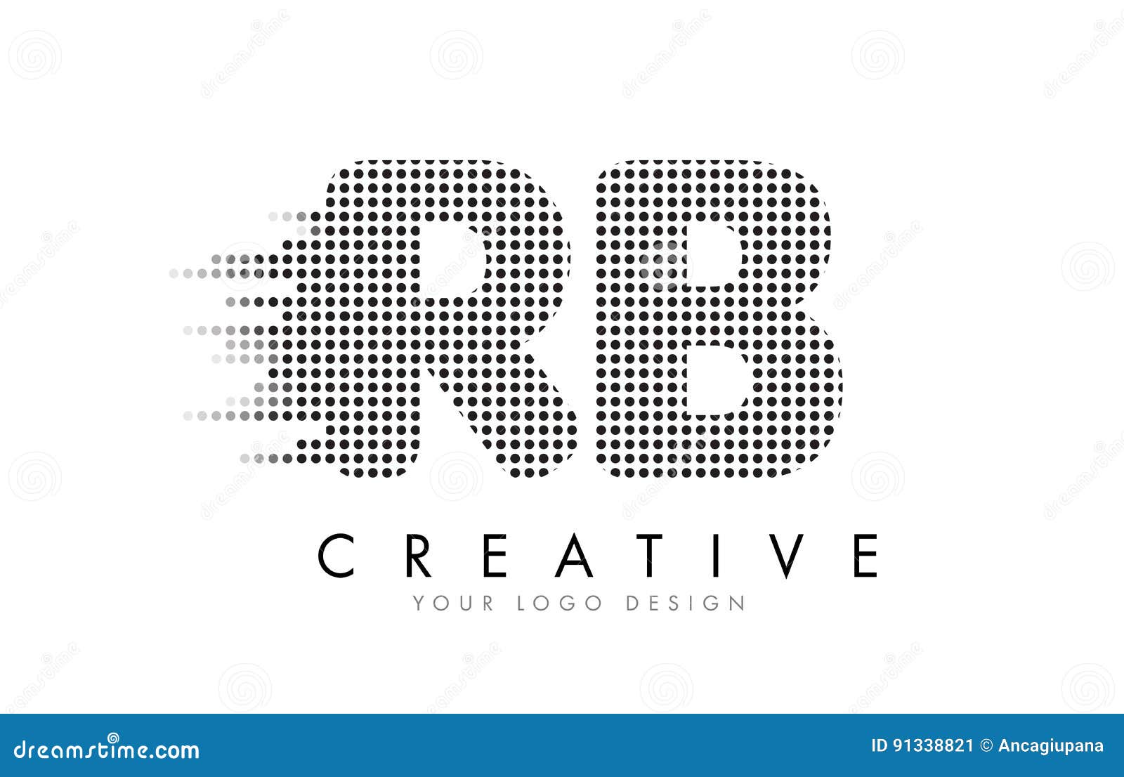 RB R B Letter Logo with Black Dots and Trails. Stock Vector ...
