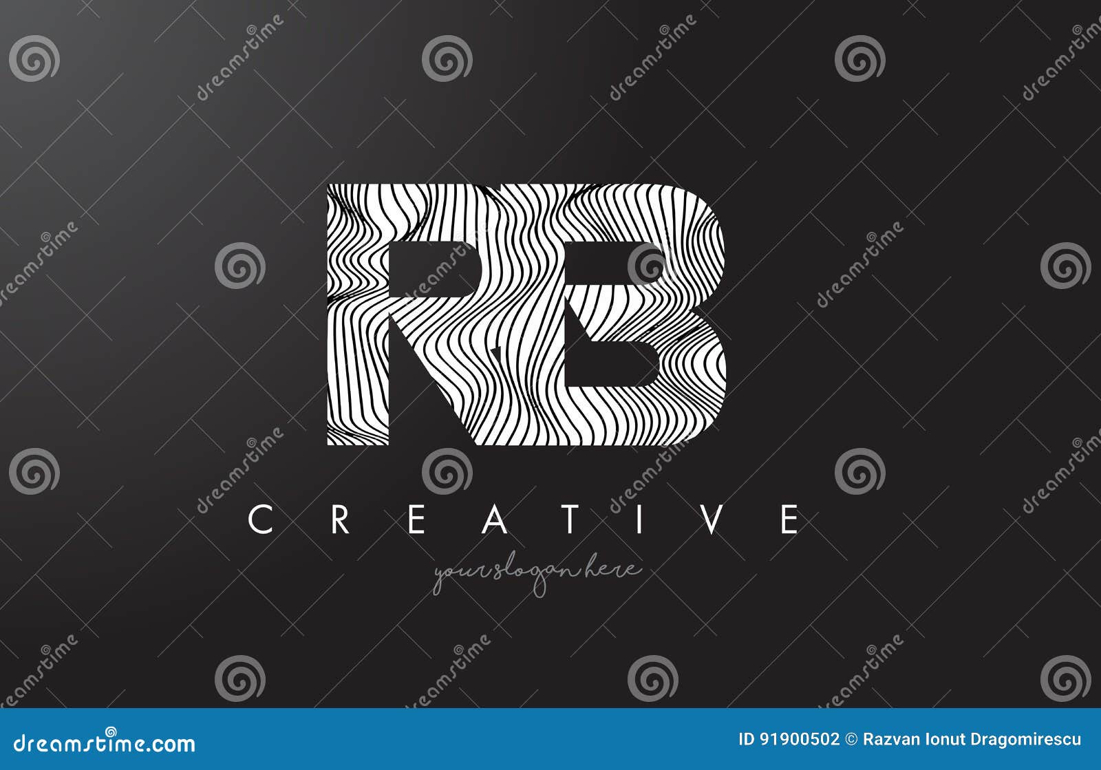 RB R B Letter Logo with Zebra Lines Texture Design Vector. Stock Vector ...