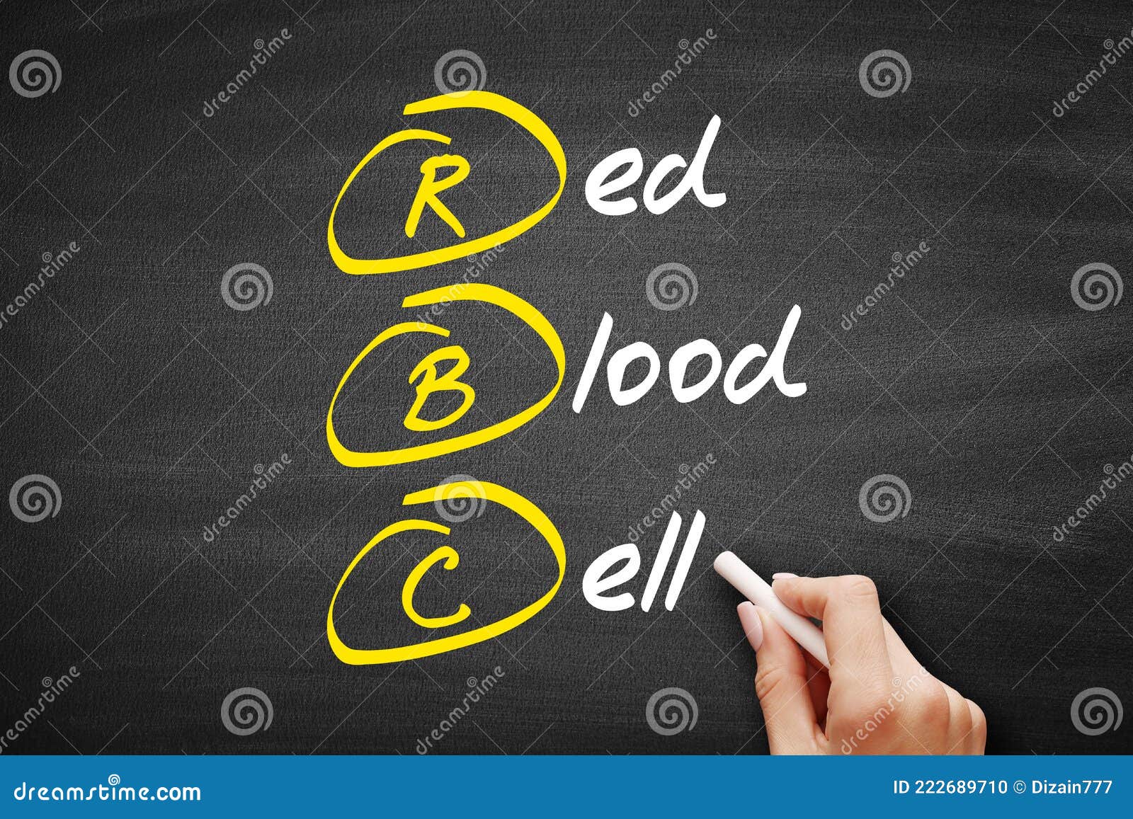 RBC - Red Blood Cell Acronym, Concept on Blackboard Stock Photo - Image ...