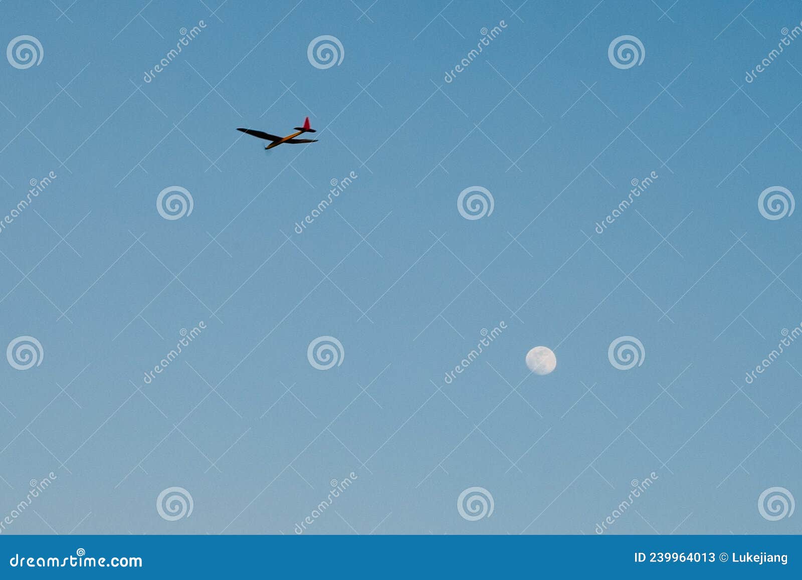 RC airplane and moon stock image. Image of launch, modern - 239964013