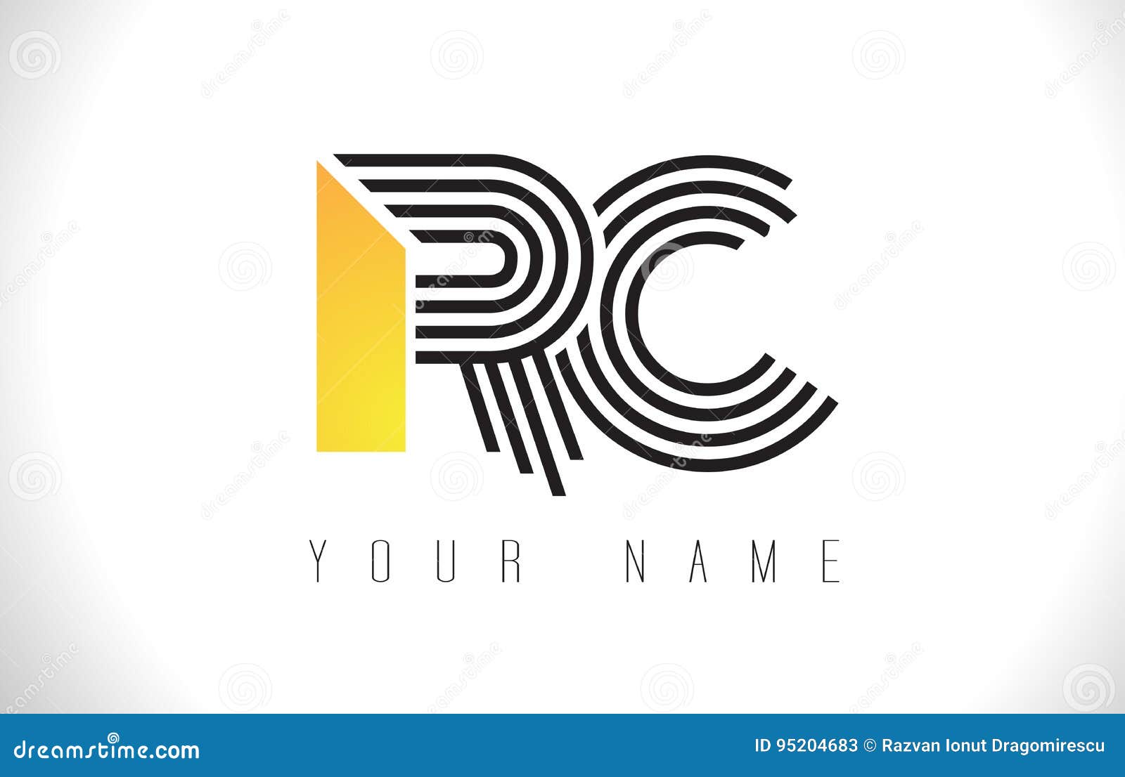 RC Black Lines Letter Logo. Creative Line Letters Vector Templat Stock ...