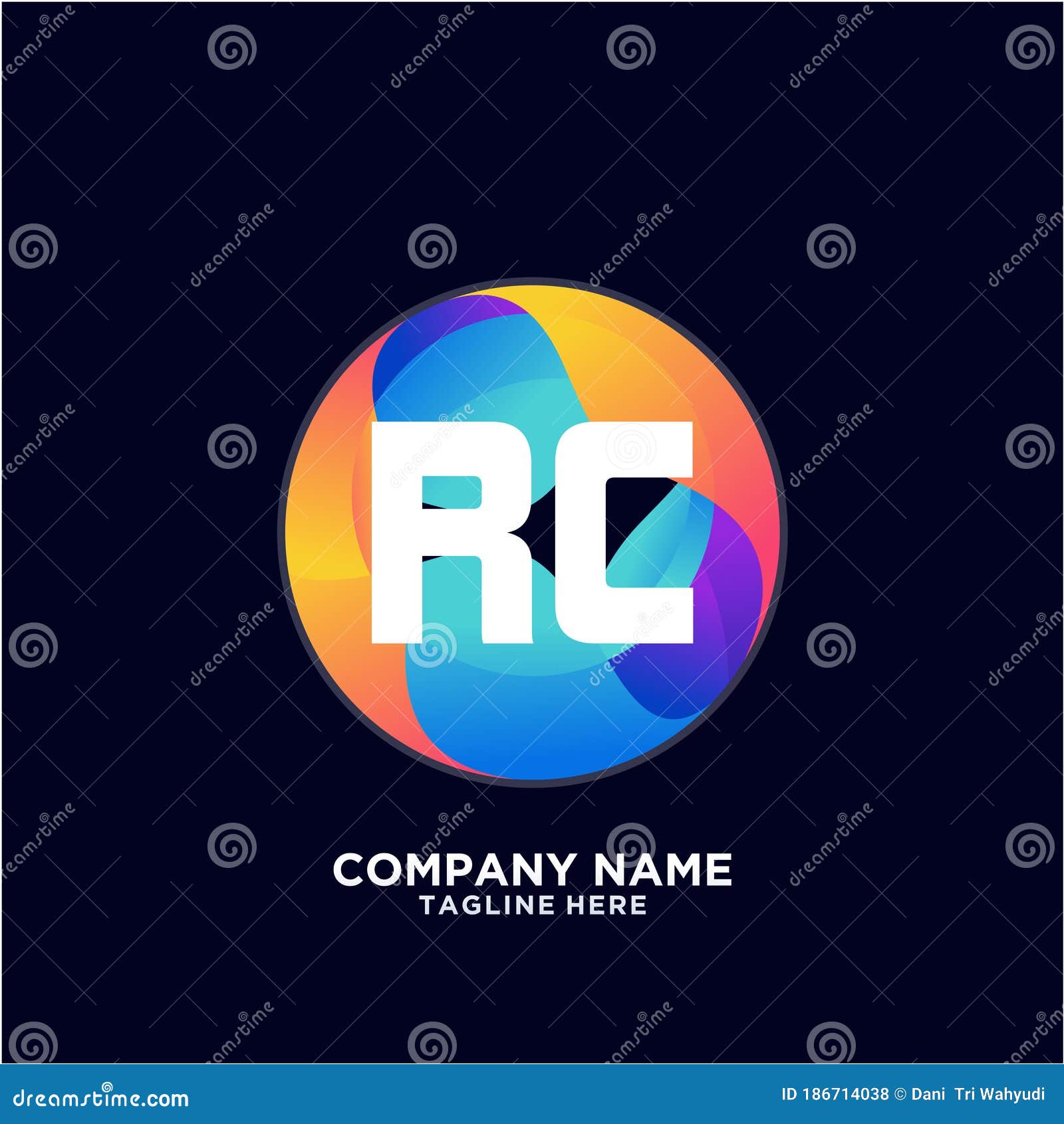 RC Initial Logo with Colorful Circle Template Vector Stock Vector ...