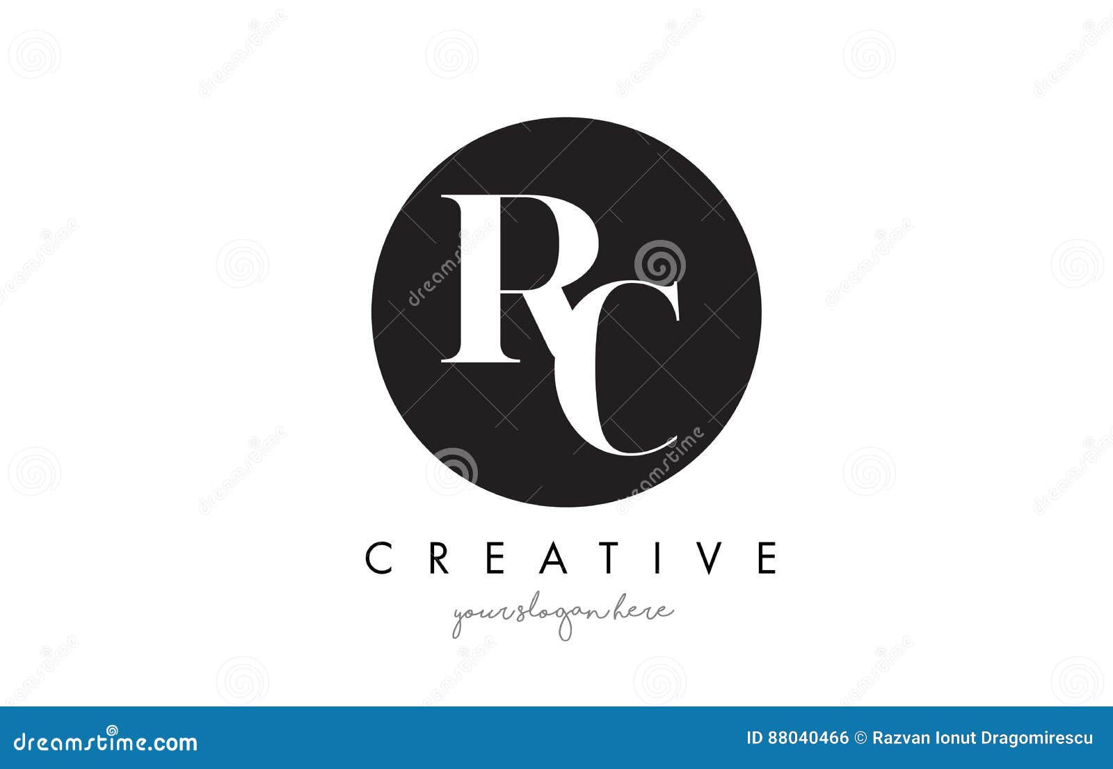 RC Letter Logo Design with Black Circle and Serif Font. Stock Vector ...