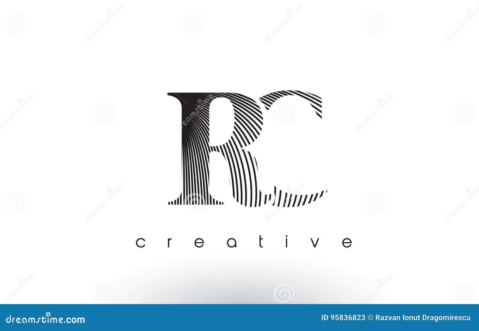 RC Logo Design with Multiple Lines and Black and White Colors. Stock ...