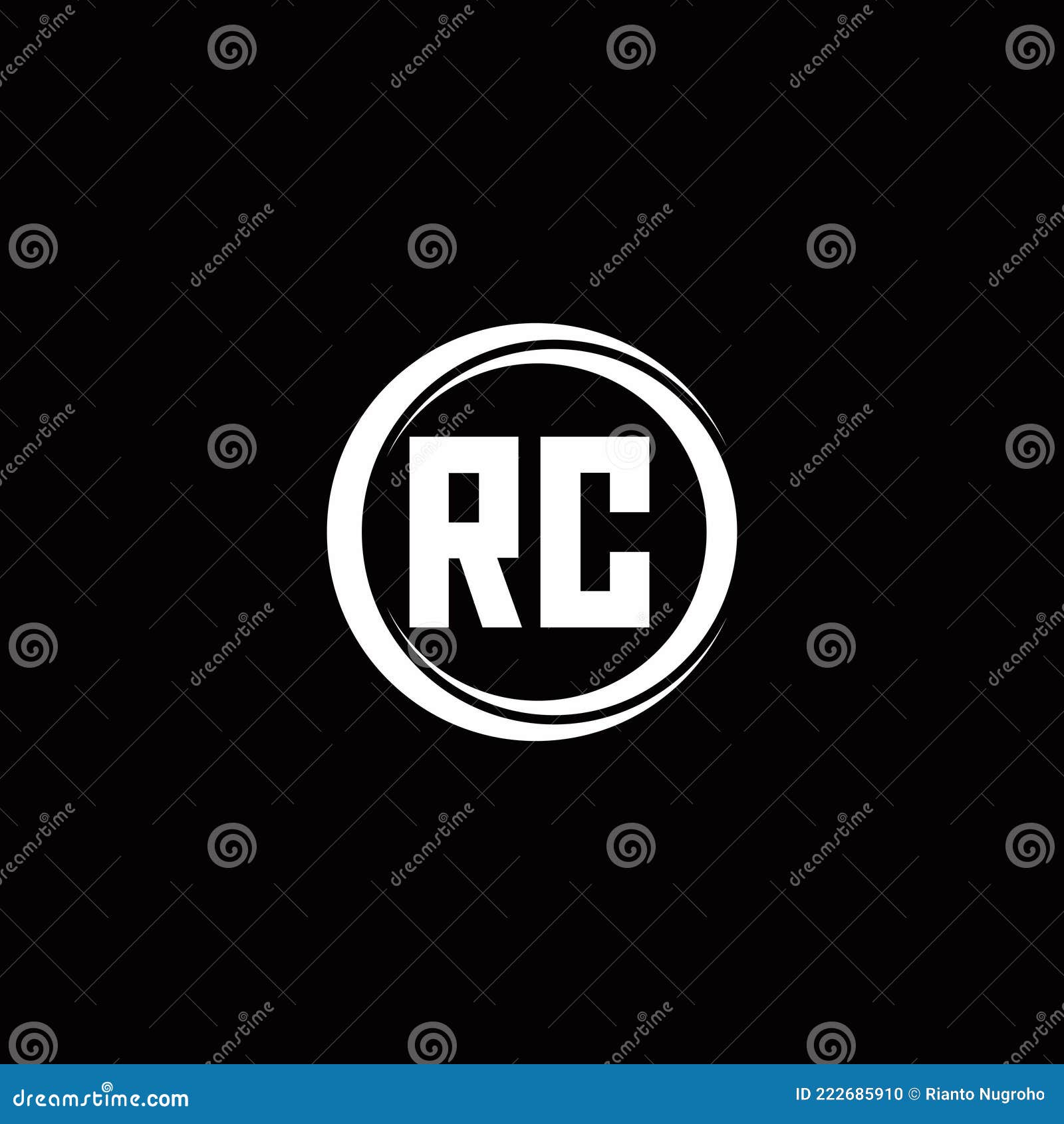 RC Logo Initial Letter Monogram with Circle Slice Rounded Design ...