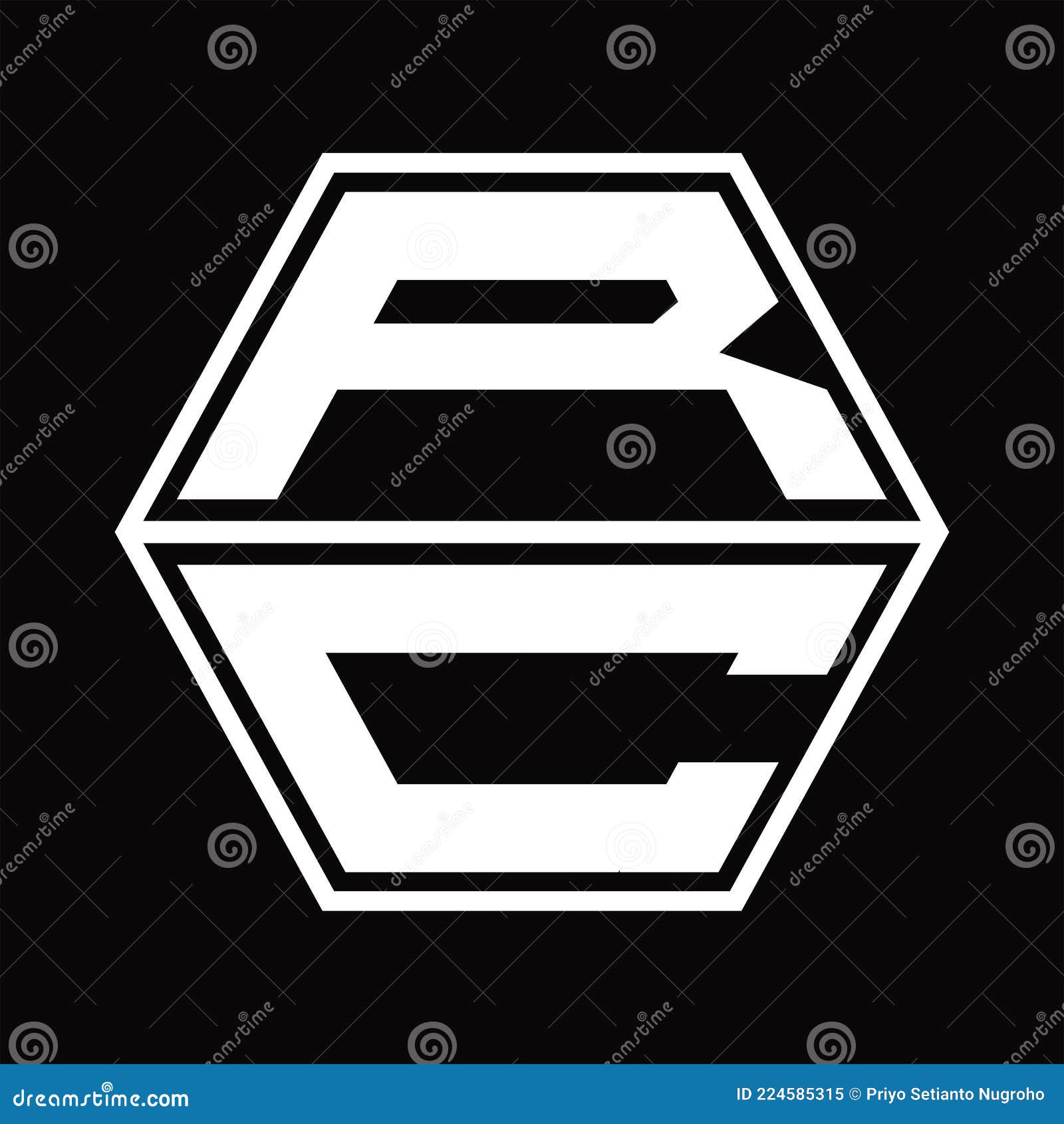 RC Logo Monogram with Hexagon Shape Up and Down Design Template Stock ...