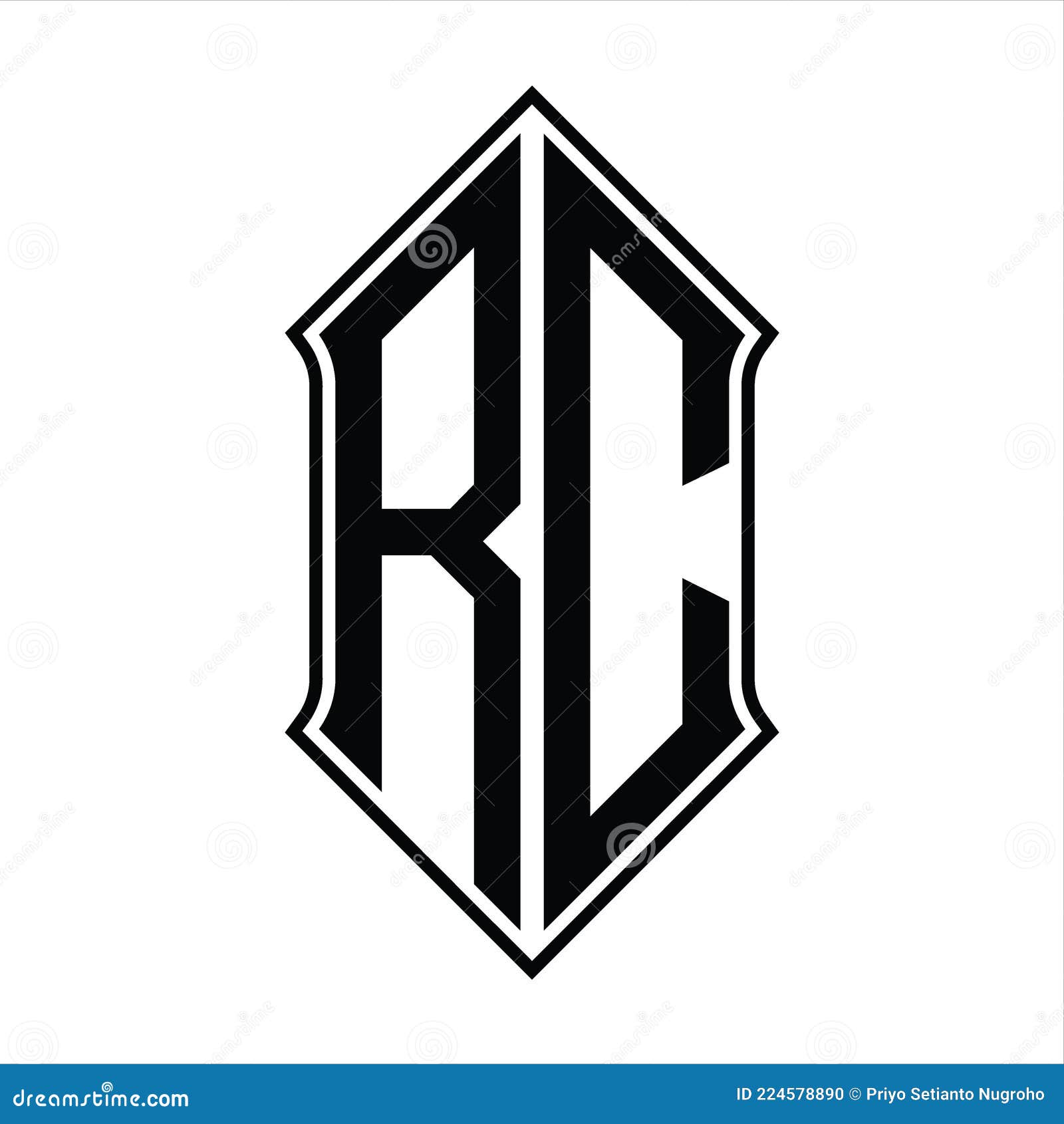 RC Logo Monogram with Shieldshape and Outline Design Template Vector ...
