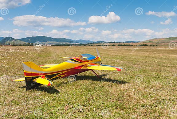 RC Model Yellow Plane on Runway Stock Image - Image of scale, plane ...